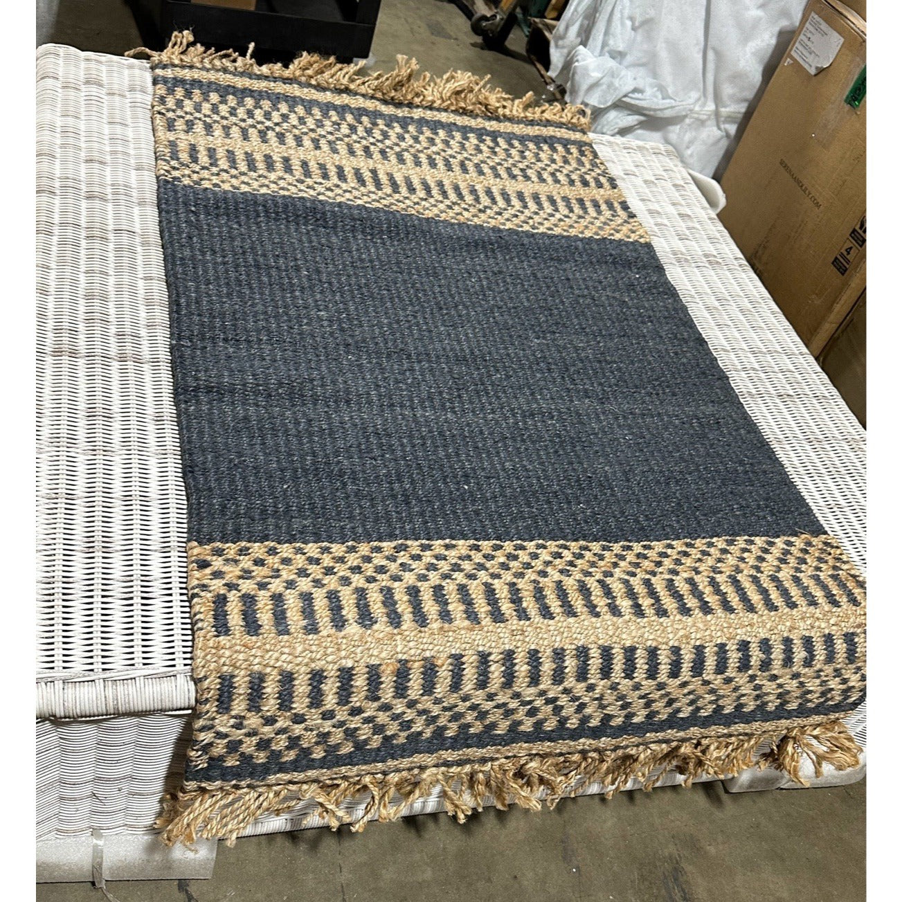 Jute Rug (Sample Piece) (3’ x 5.5’)-Navy Blue/Natural Brown – The Home ...